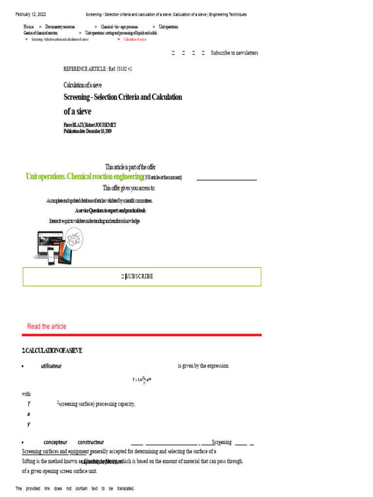 Sieve Calculation and Screening Criteria | PDF | Area | Chemistry