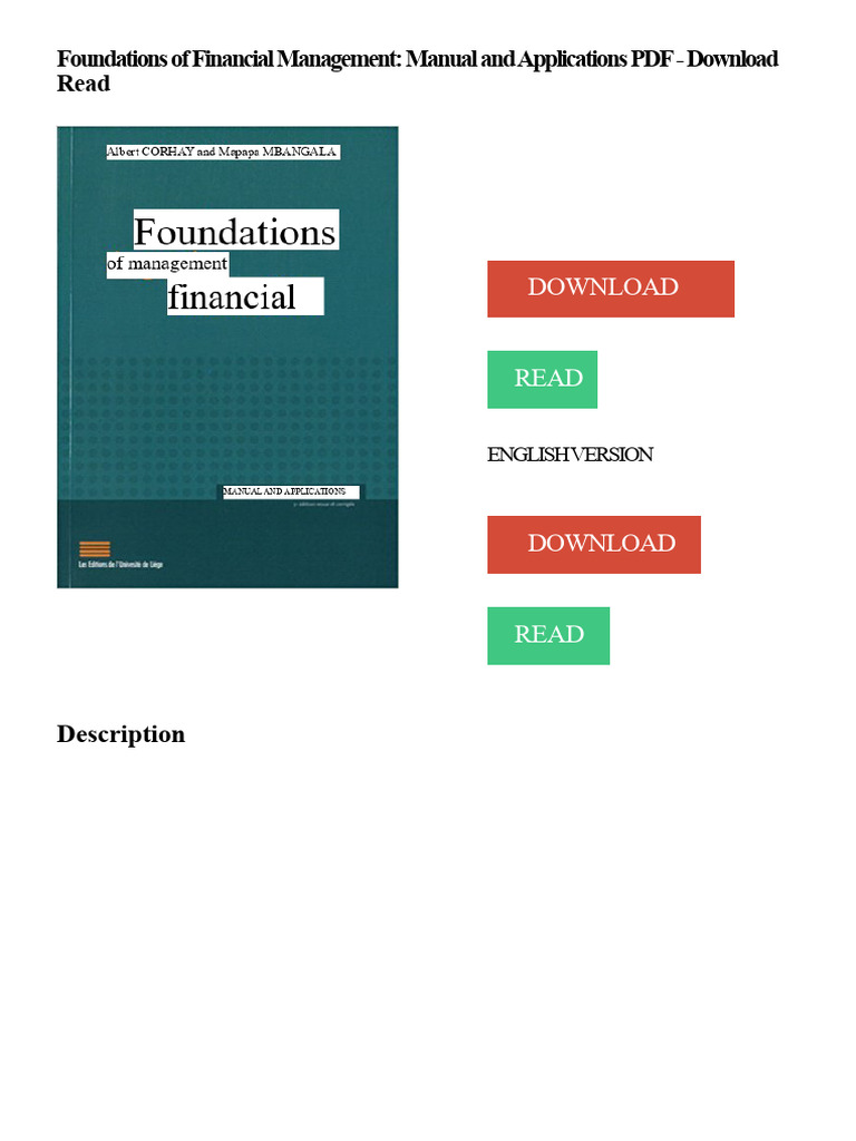 Foundations of Financial Management _ Manual and Applications PDF ...