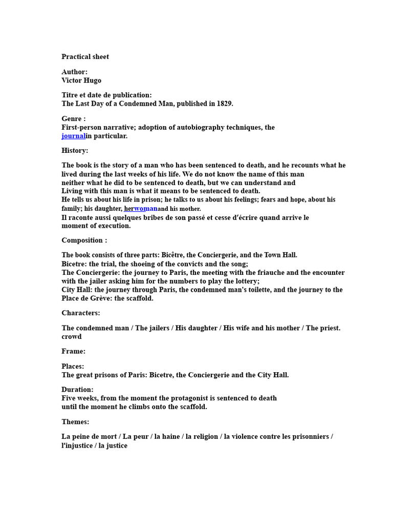 Last Days of a Condemned Man Summary | PDF | Capital Punishment | Death Row