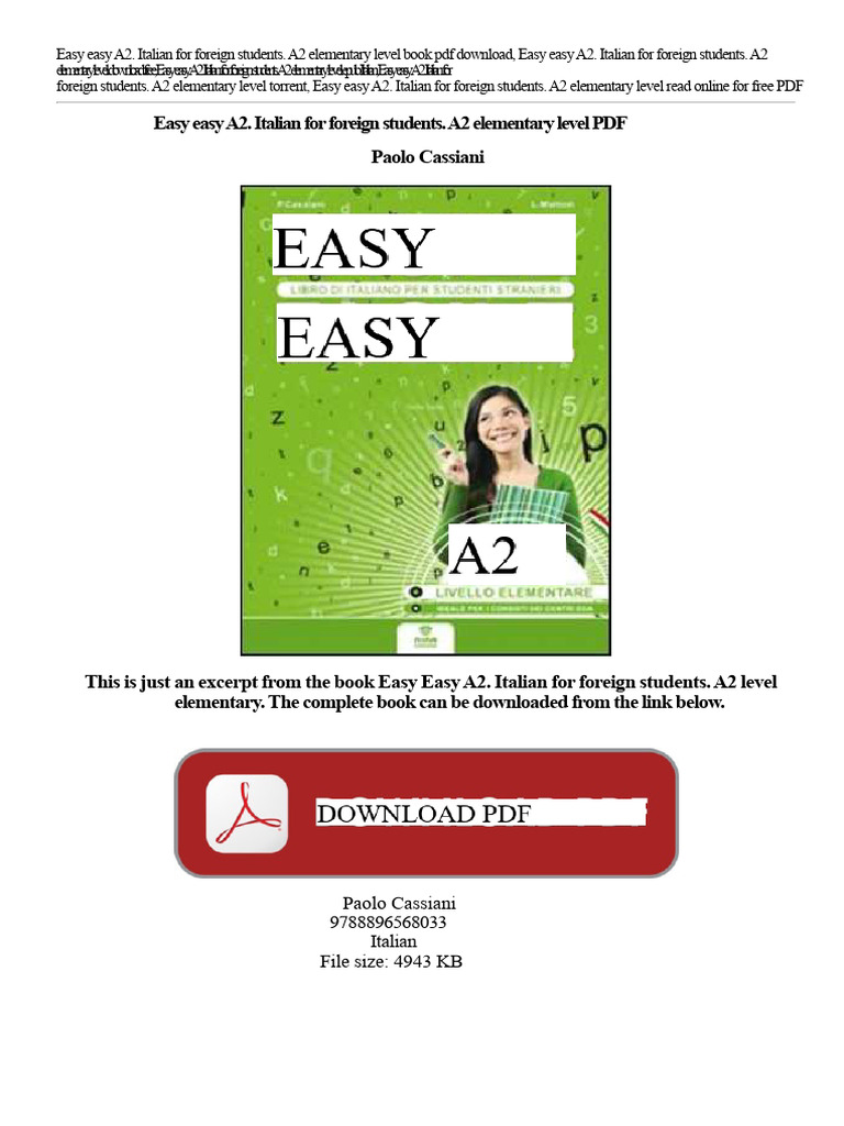 Easy-easy-A2-Italian-Laura-Mattioli-Paolo-Cassiani-MHS4XCU6PT.pdf | PDF