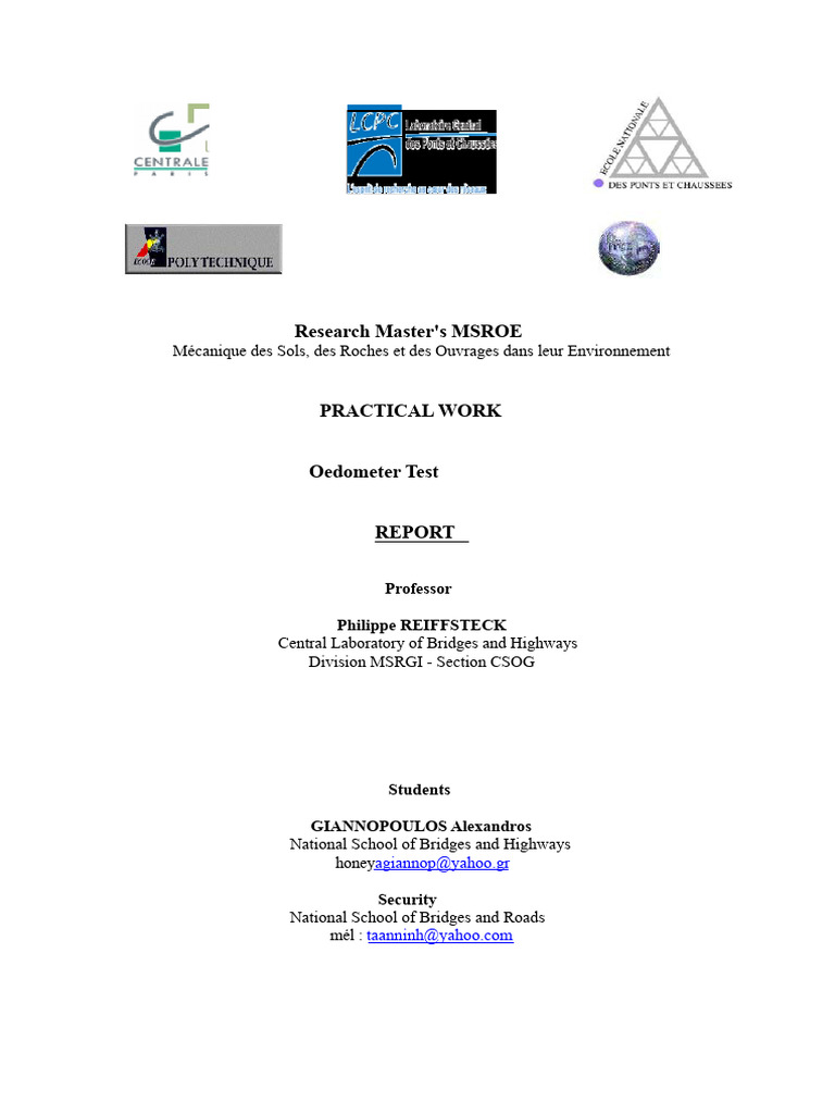 Oedometer test | PDF | Continuum Mechanics | Soil