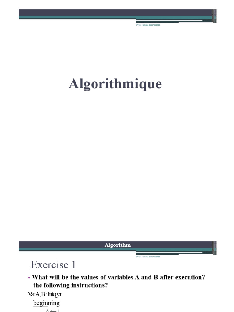 algorithm exercises with solutions | PDF | Variable (Mathematics) | Computing