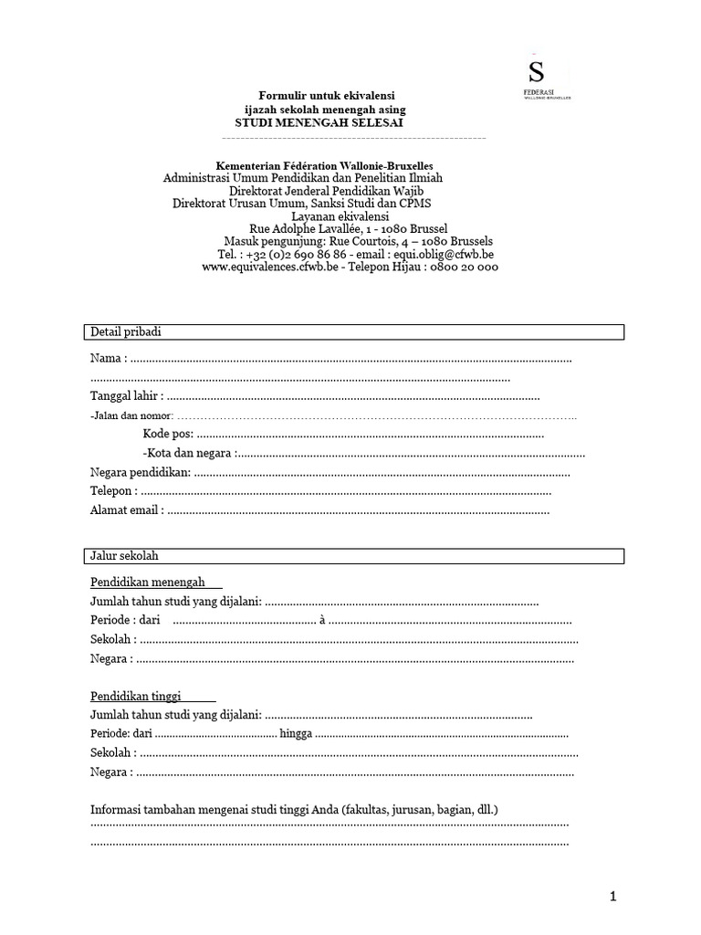 formulir belgium kosong.pdf | PDF