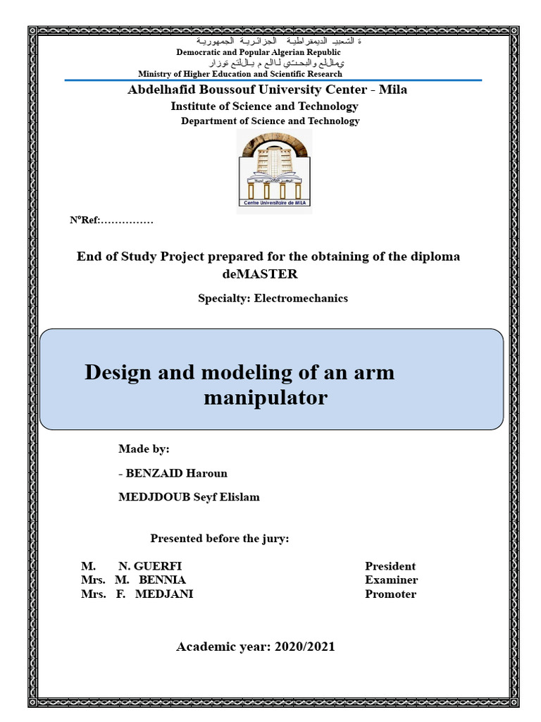 MASTER'S THESIS 2 (Design and Modeling of a Manipulator Arm) | PDF ...