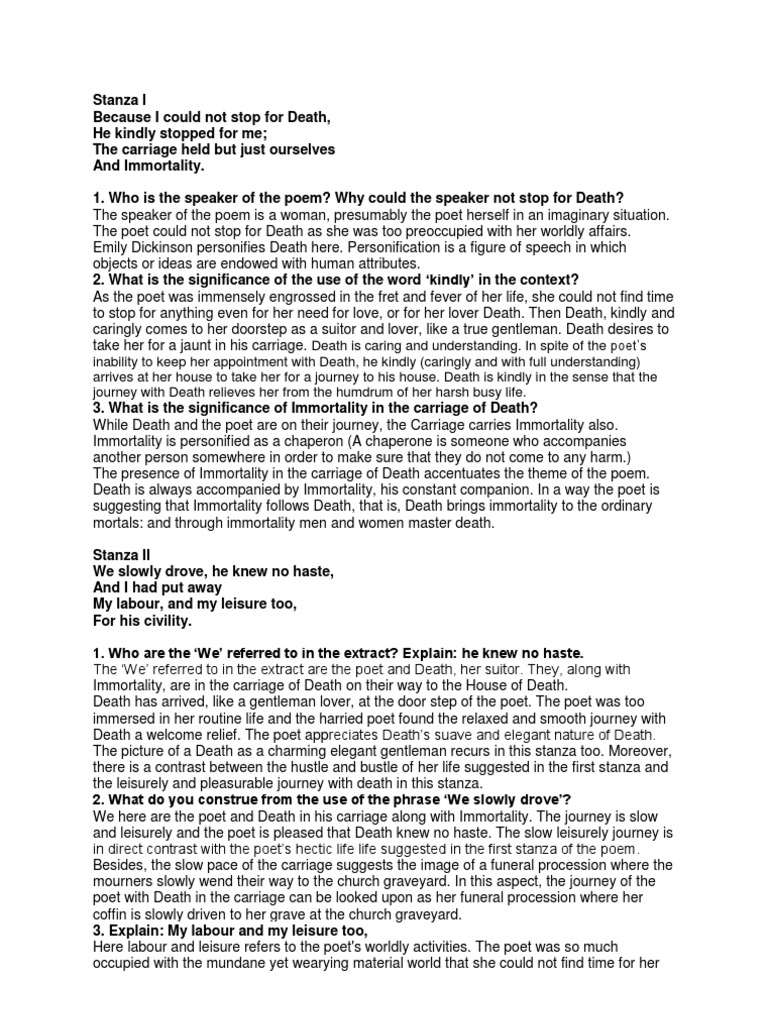 Because I Could Not Stop For Death | PDF | Poetry