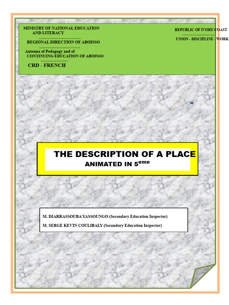 The Description of a Lively Place in 5th Grade-1 | PDF | Verb