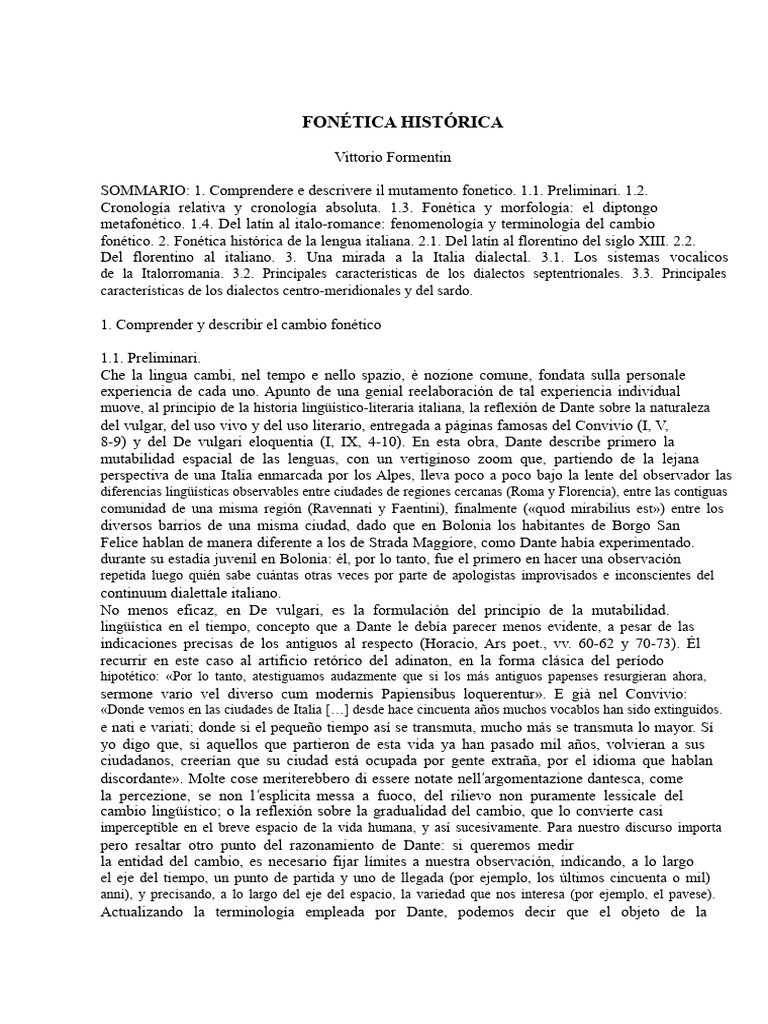 Evolución de la Fonética Italiana | PDF | latín | Idioma italiano