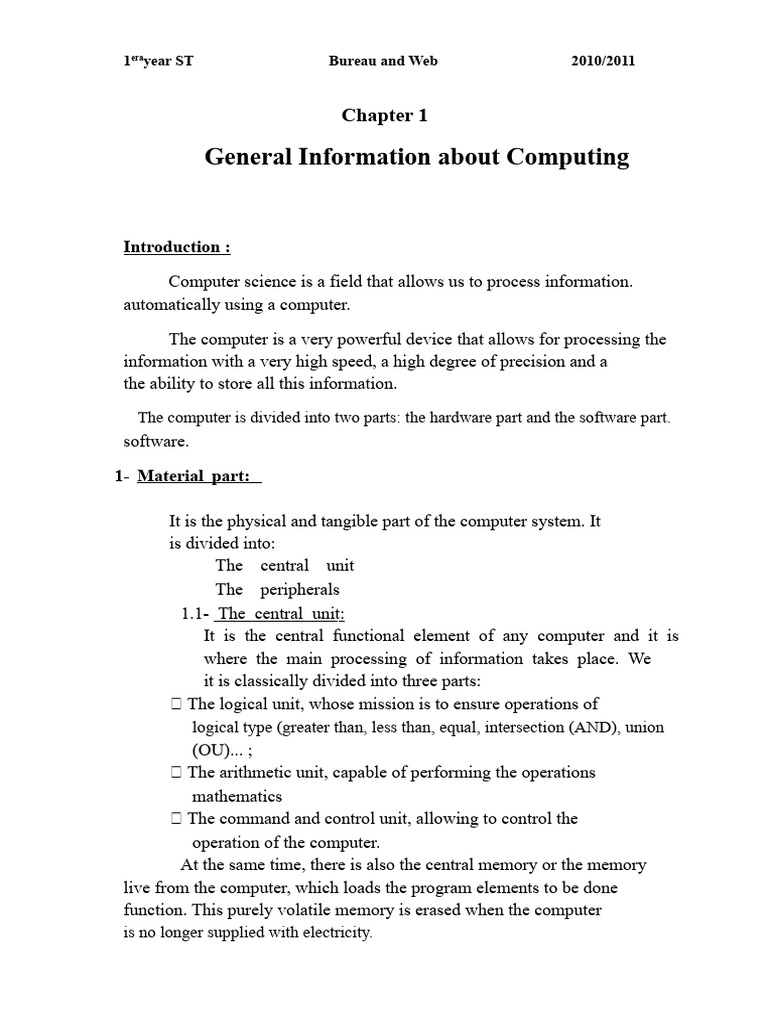 Chapter 1 (General Information About Computer Science) | PDF | Computer ...