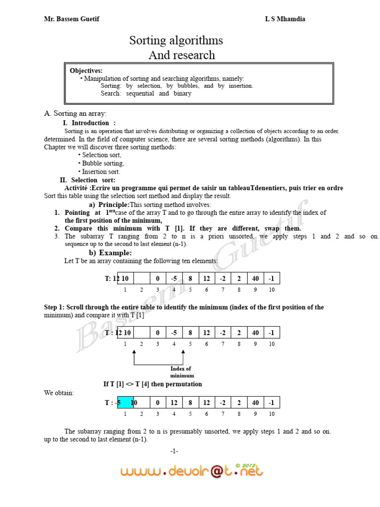 High School Course - Computer Science: Sorting and Searching Algorithms ...