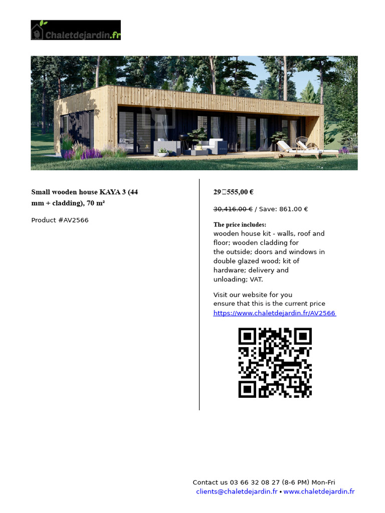 Small Wooden House KAYA 3 44 MM Cladding 70 m2 | PDF | Window | Door