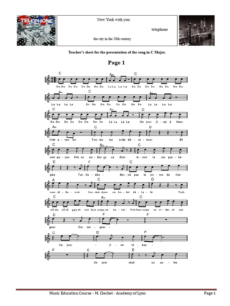 New York Telephone Song Presentation | PDF