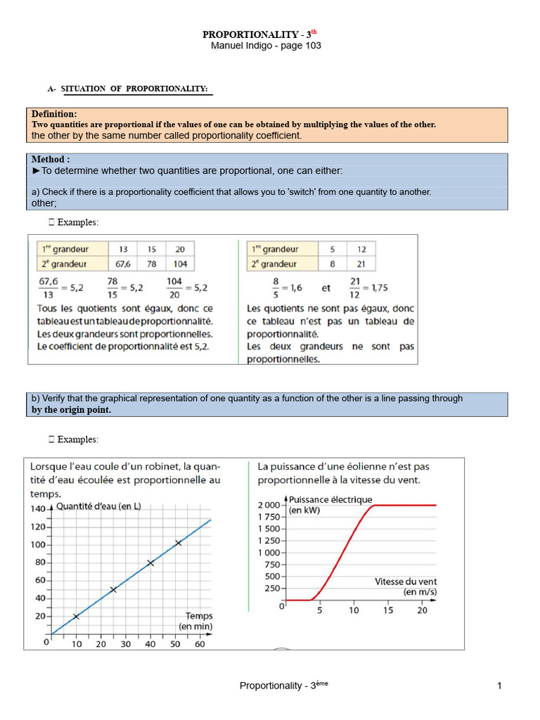 COURSE 3° - Proportionality | PDF