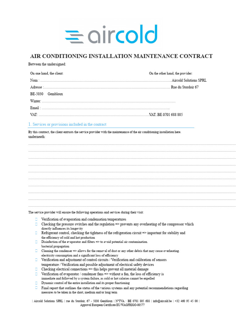 Air Conditioning Maintenance Contract | PDF | Value Added Tax | Receipt