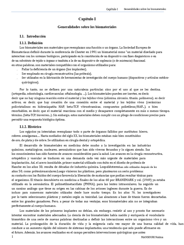 Introducción a los biomateriales médicos | PDF | Biomaterial | Hueso