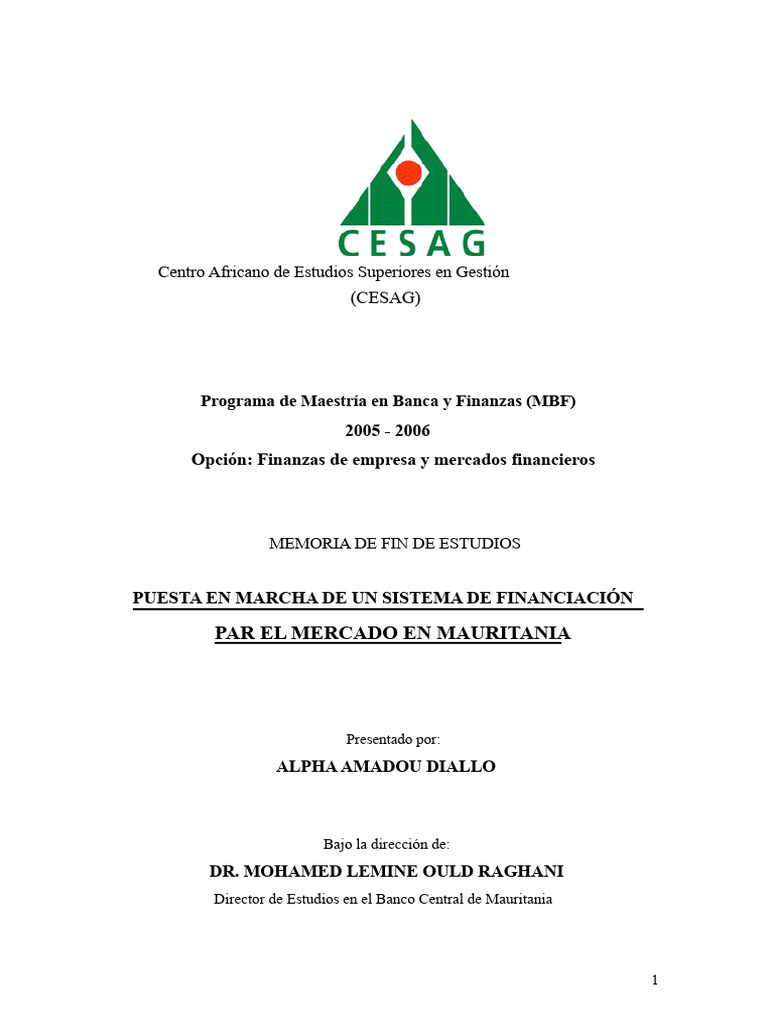 Memoria Cesag | PDF | Bancos | Mauritania