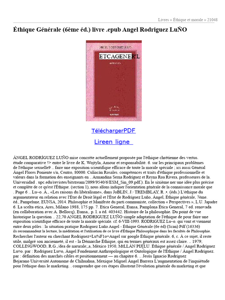 Éthique Générale par Ángel Rodríguez Luño | PDF | Enseignement des Arts ...