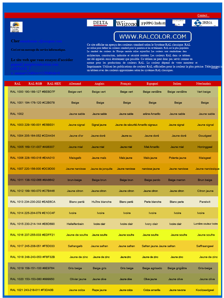 Aperçu des couleurs RAL standardisées | PDF | Vert | Bleu