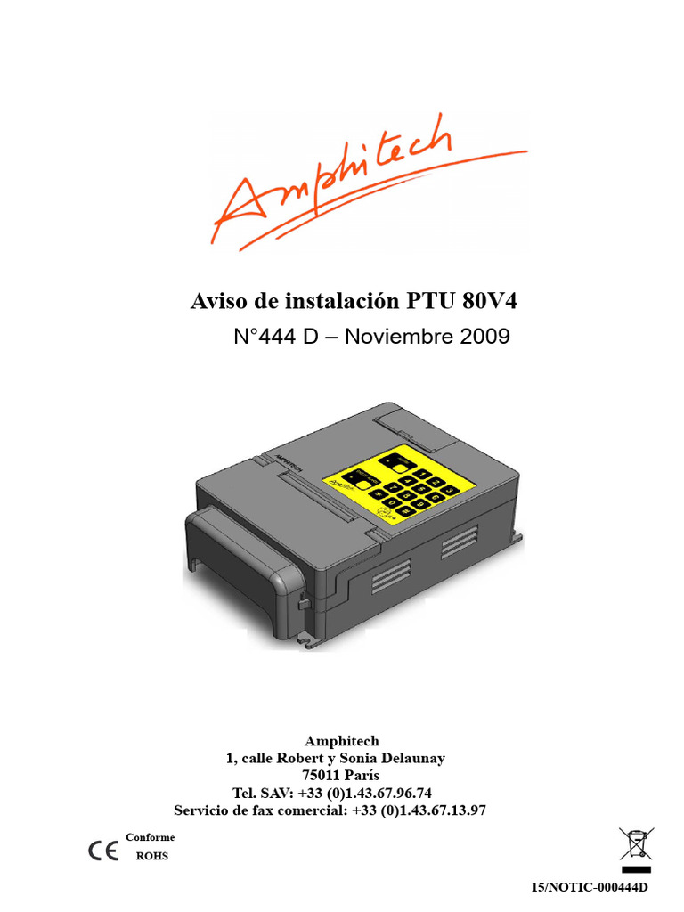 Aviso Amphitec PTU80v4 | PDF | Corriente continua | Relé