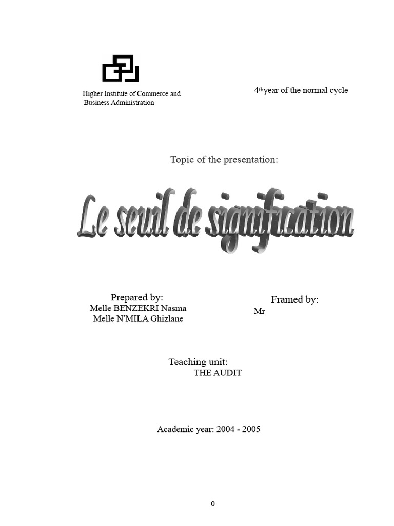 Threshold of Significance (Audit) PDF | PDF | Audit | Risk