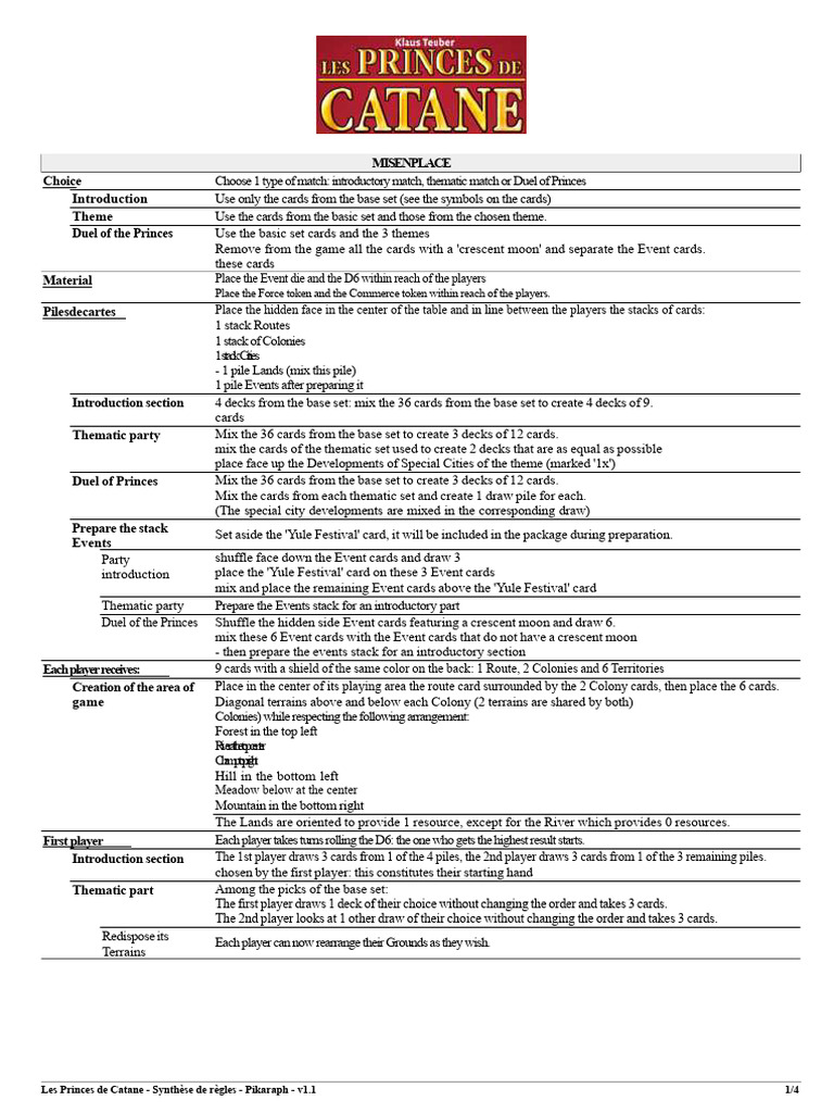Princes of Catan Game Rules Summary | PDF | Games Of Mental Skill ...
