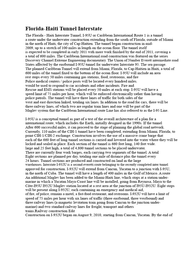 Florida-Haiti Tunnel | PDF | Transport