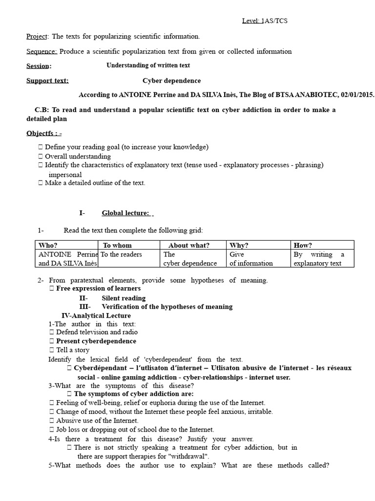 Understanding of written text 1AS (1).docx | PDF | Grammatical ...