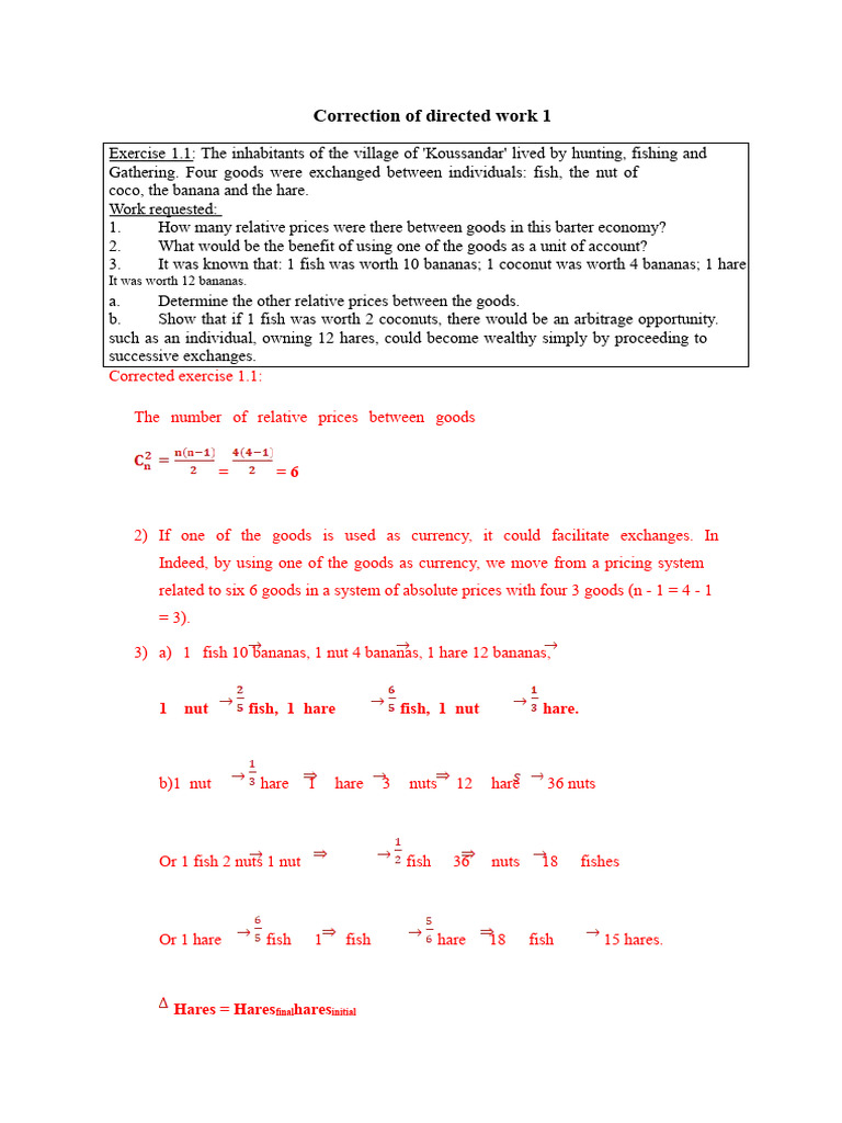 Correction of Directed Work 1 | PDF | Money Supply | Money