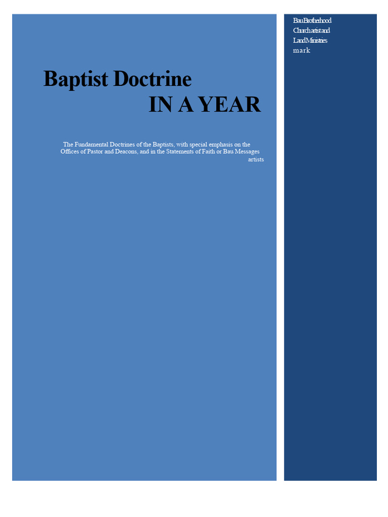 Baptist Doctrine Study Guide: 52 Lessons | PDF | Baptism | Jesus