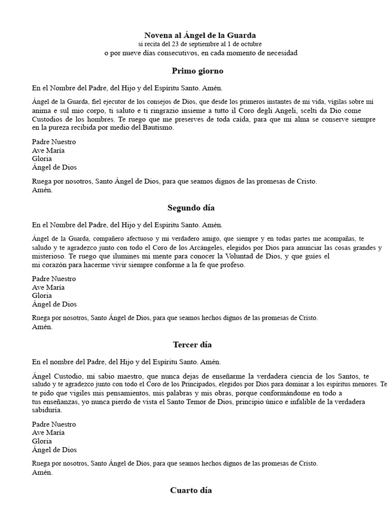 Novena Al Ángel Guardian PDF | PDF | Ángel guardian | orador del Señor