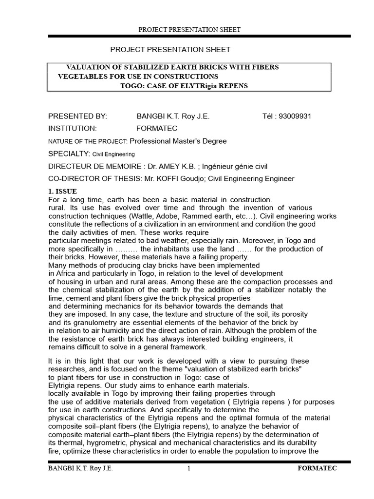 Project Sheet MASTER 3 3 PDF | PDF | Soil | Brick
