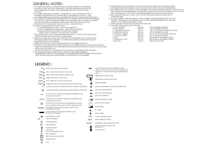 Elect Auxiliary Legends | PDF | Electrical Wiring | Equipment