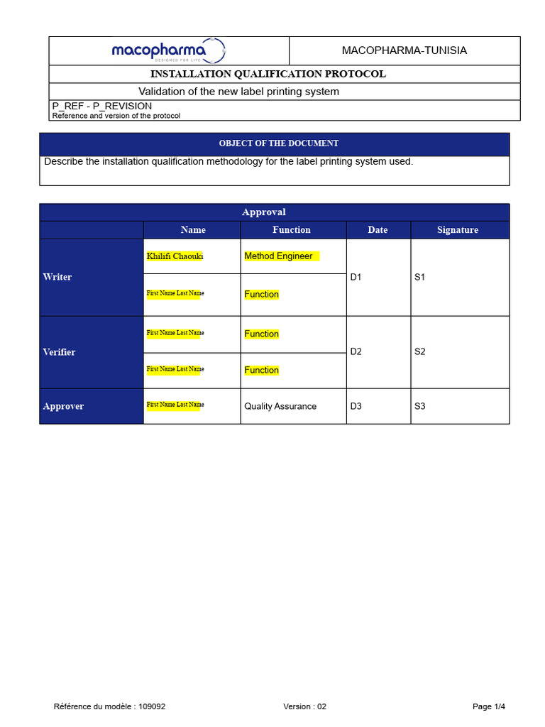 Label Printing System Qualification Protocol | PDF | Verification And ...