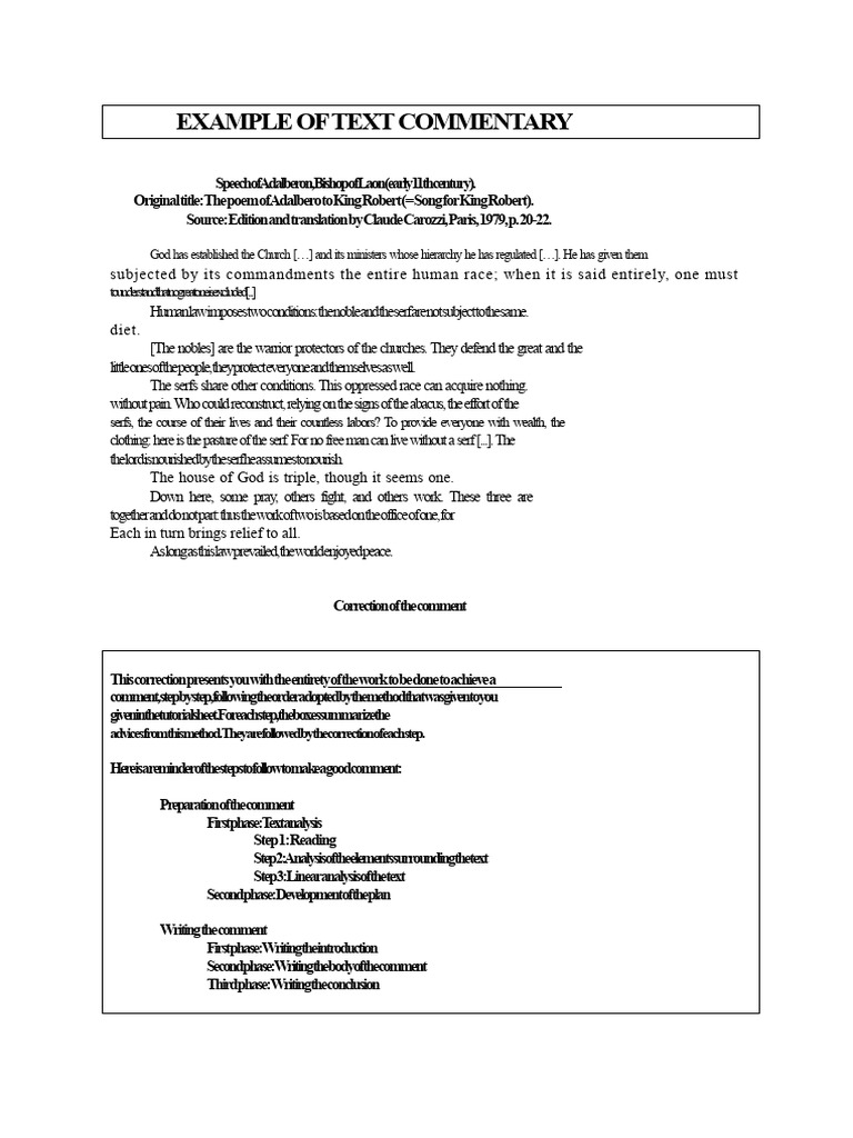 Example of Text Commentary | PDF | Clergy | Serfdom