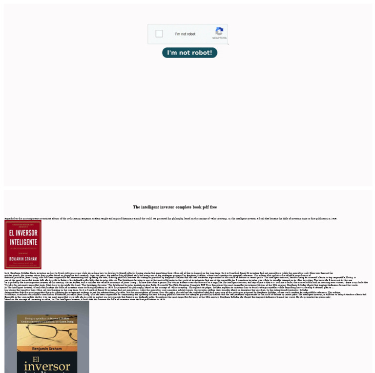 Intelligent Investor PDF Free Download | PDF | Benjamin Graham | Value ...