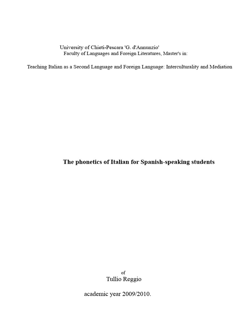 The Phonetics of Italian For Spanish-Speaking Students With Audio Link ...