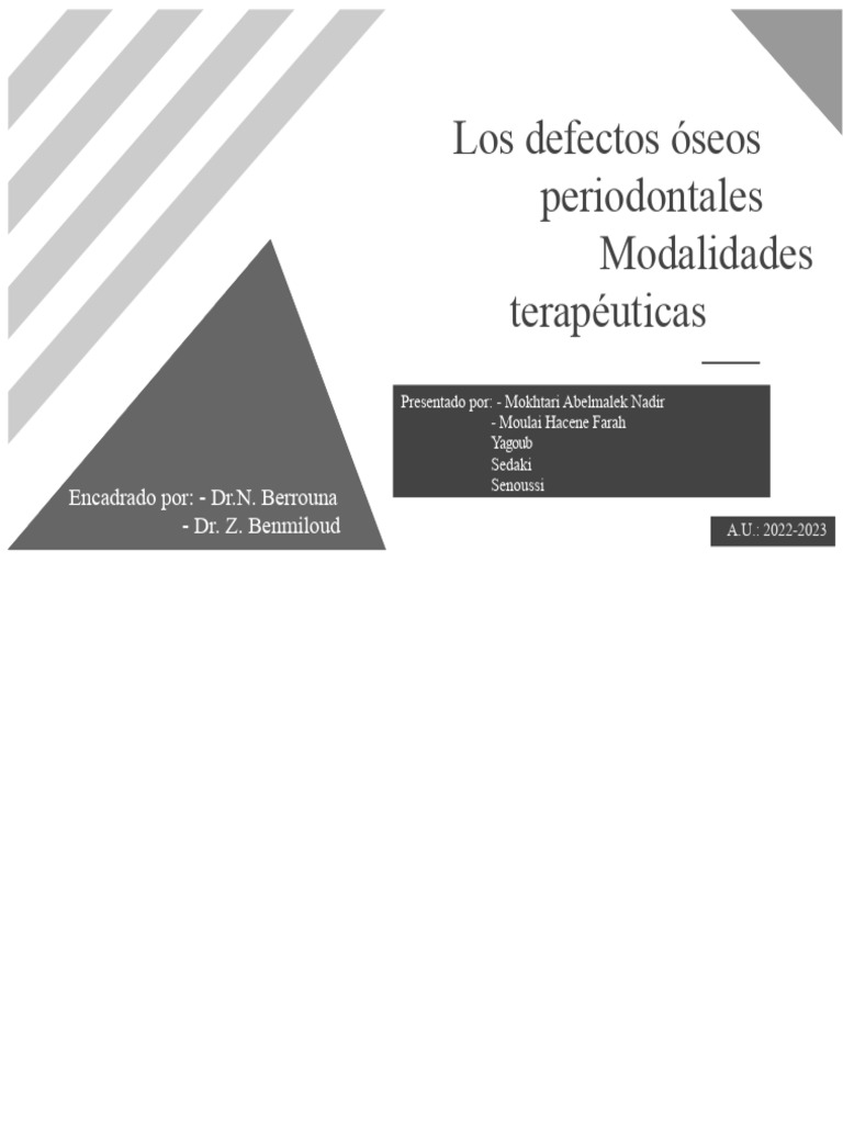 Los Defectos Óseos Periodontales - Modalidades Terapéuticas1 | PDF ...