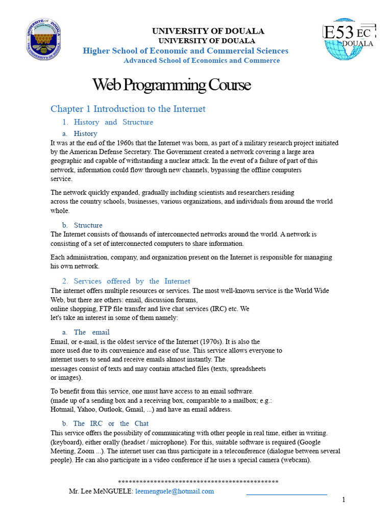 Introduction to Internet and Web Programming | PDF | World Wide Web ...