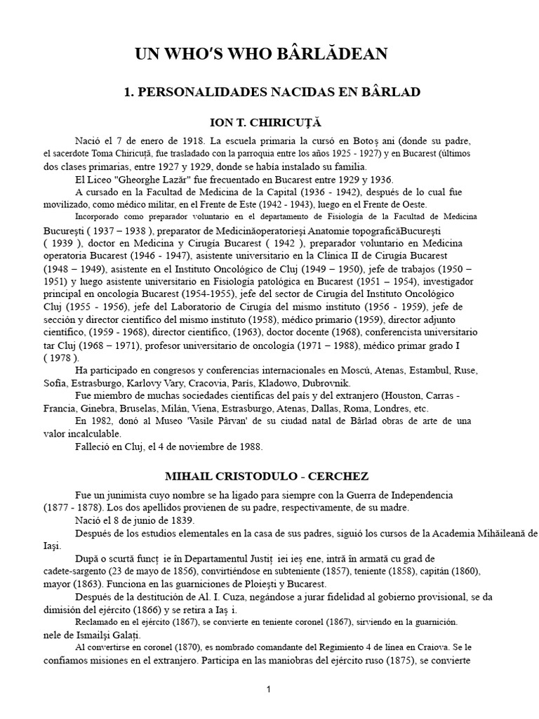 Personalidades de Bârlad | PDF | Rumania