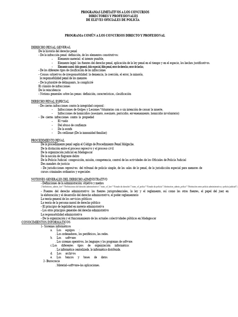 Programas de Concursos para Policías | PDF | Judicaturas | Policía