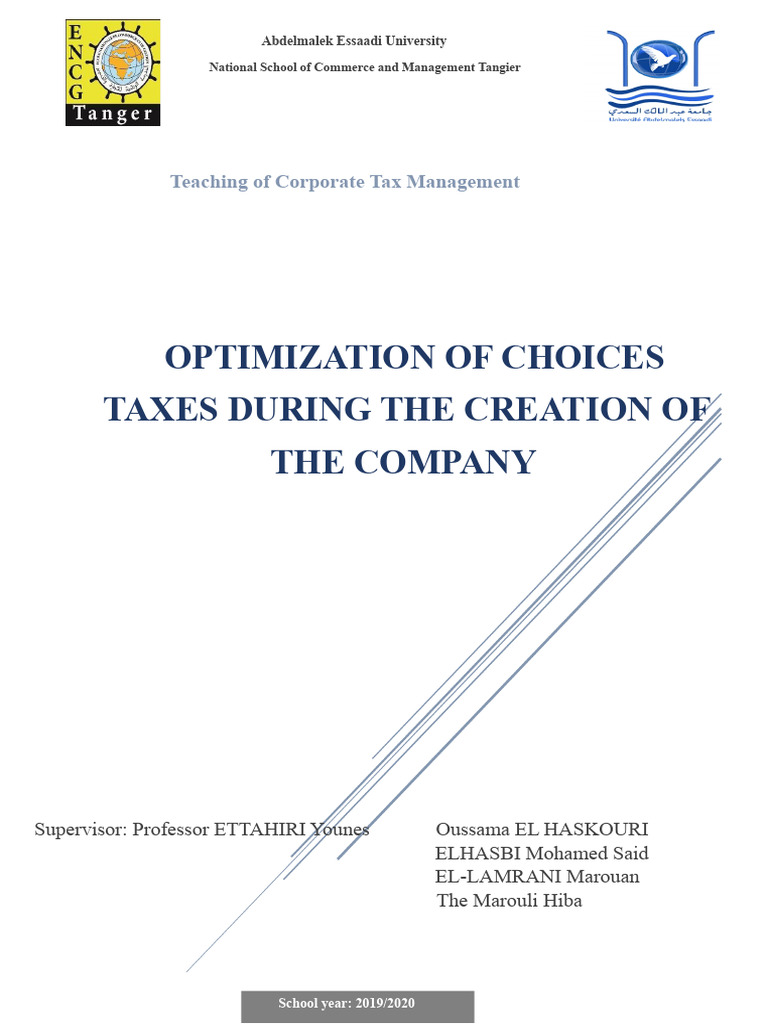 Optimization of Tax Choices When Creating The Business | PDF | Taxes ...