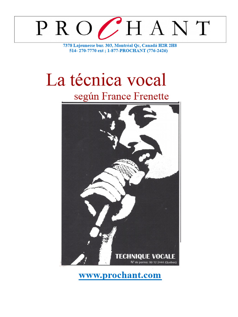 La Técnica Vocal Según France Frenette PDF | PDF | Vocal | Canto