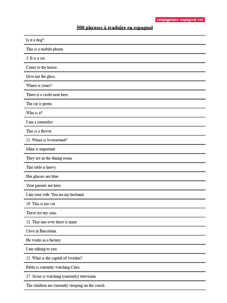 500 Spanish Translation Phrases | PDF