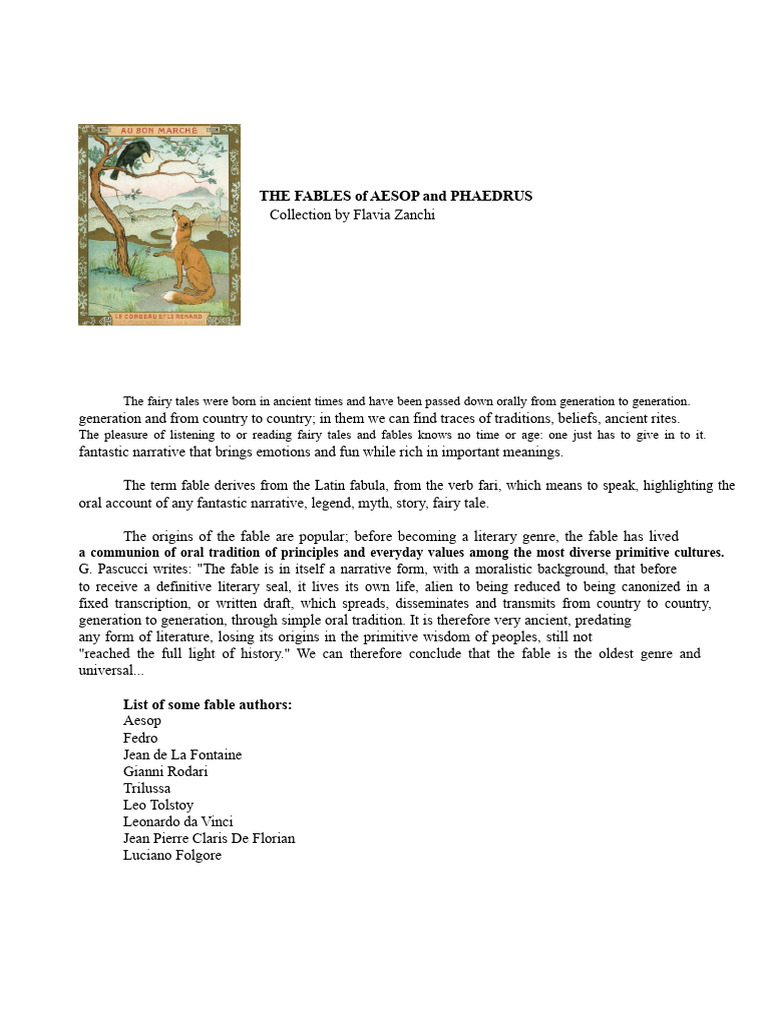 The Fables - Aesop and Phaedrus | PDF | Fable | Aesop