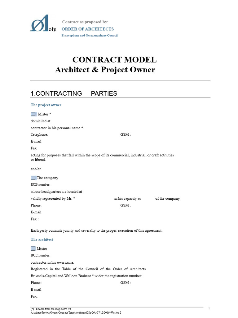 Architect-Client Contract Template | PDF | Breach Of Contract | Architect