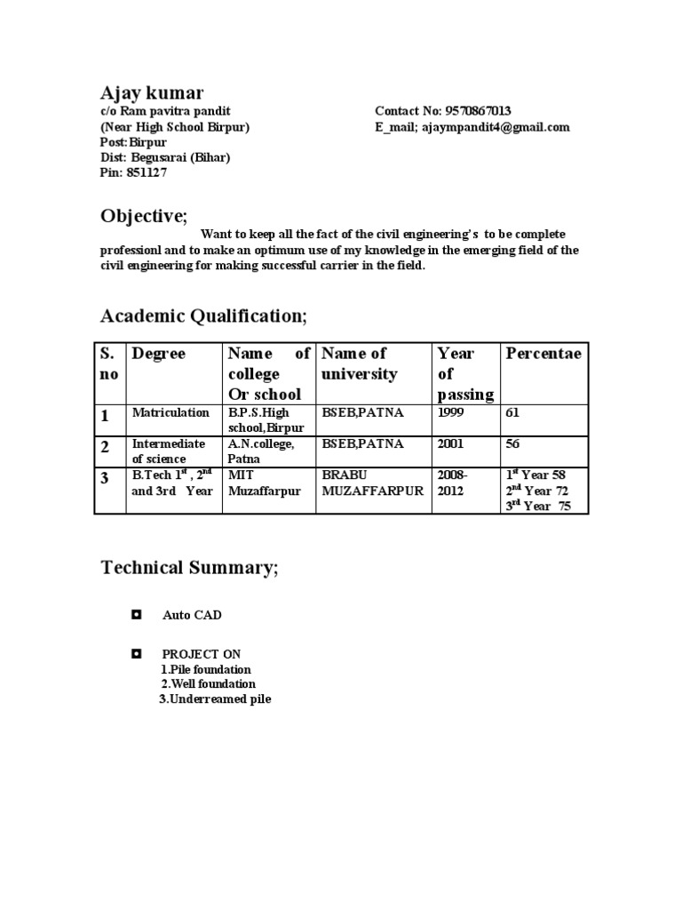 Ajay Kumar Resume | PDF | Sports & Recreation