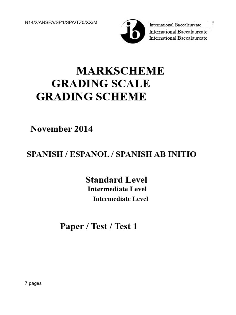 Spanish Ab Initio Paper 1 SL Markscheme Spanish PDF | PDF | Chocolate