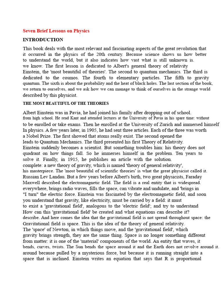 Seven Lessons on 20th Century Physics | PDF | Field (Physics ...