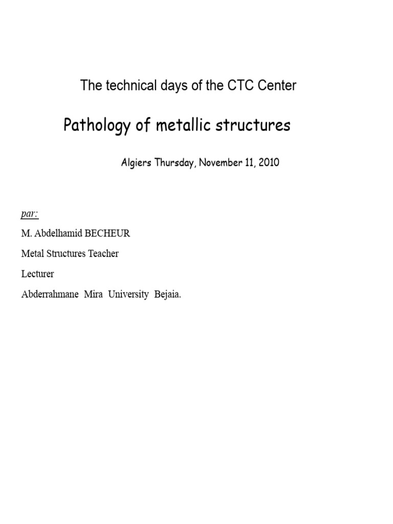 Pathology of Metallic Structures | PDF | Truss | Buckling