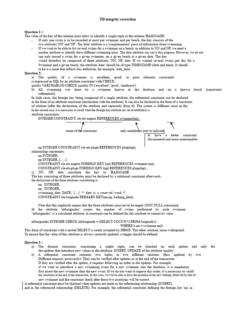 Corrected TD integrity and normalization | PDF | Computing | Sql