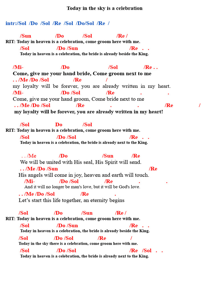 Today in Heaven is a Celebration Chords | PDF
